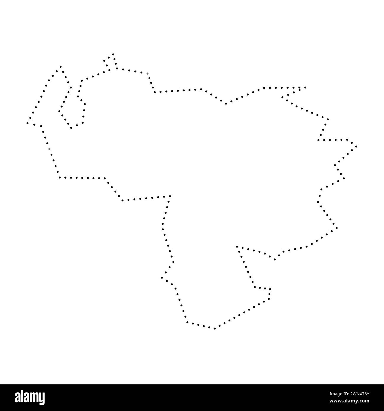 Venezuela country simplified map. Black dotted outline contour. Simple ...