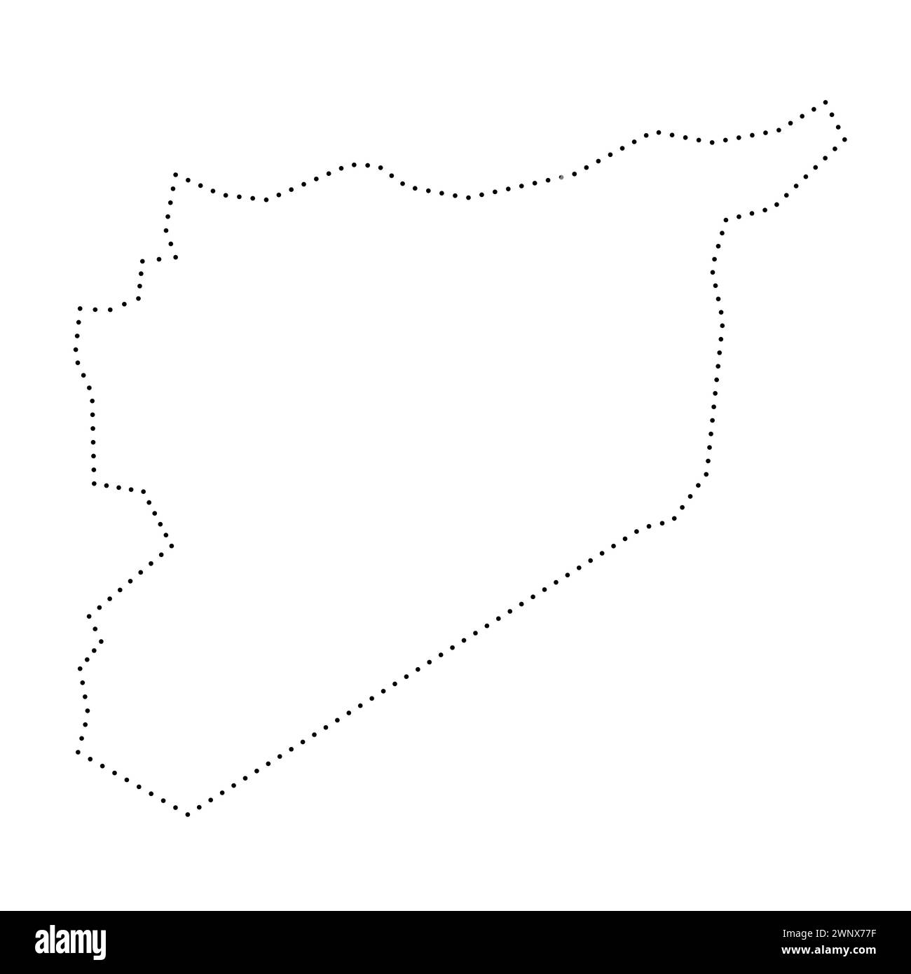 Syria Country Simplified Map Black Dotted Outline Contour Simple