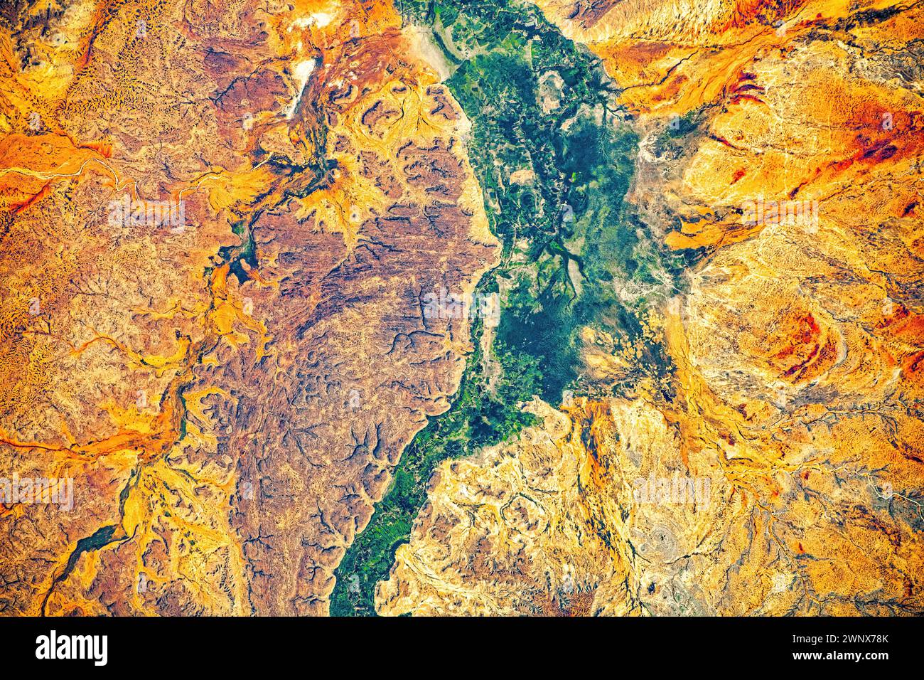 Land close to Halgan, Somalia. Digital enhancement of an image by NASA ...