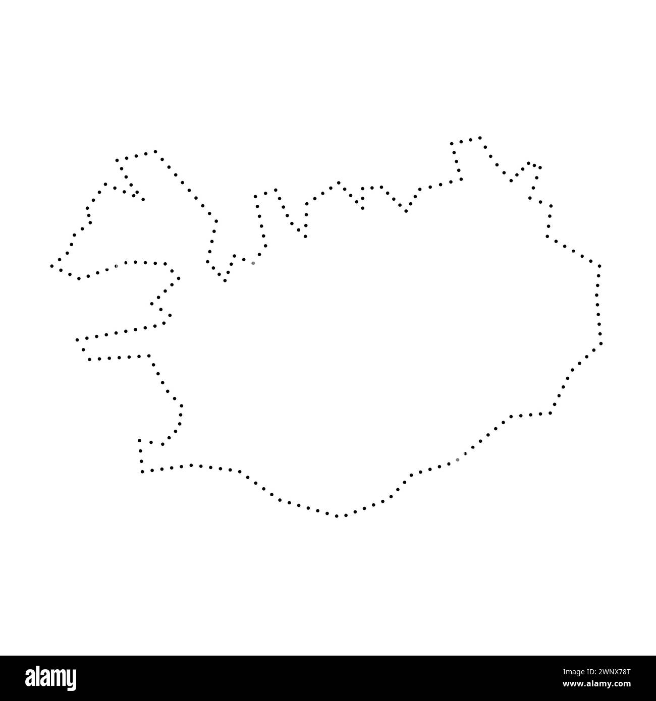 Iceland country simplified map. Black dotted outline contour. Simple ...