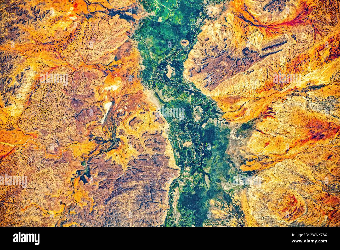 Land close to Halgan, Somalia. Digital enhancement of an image by NASA ...