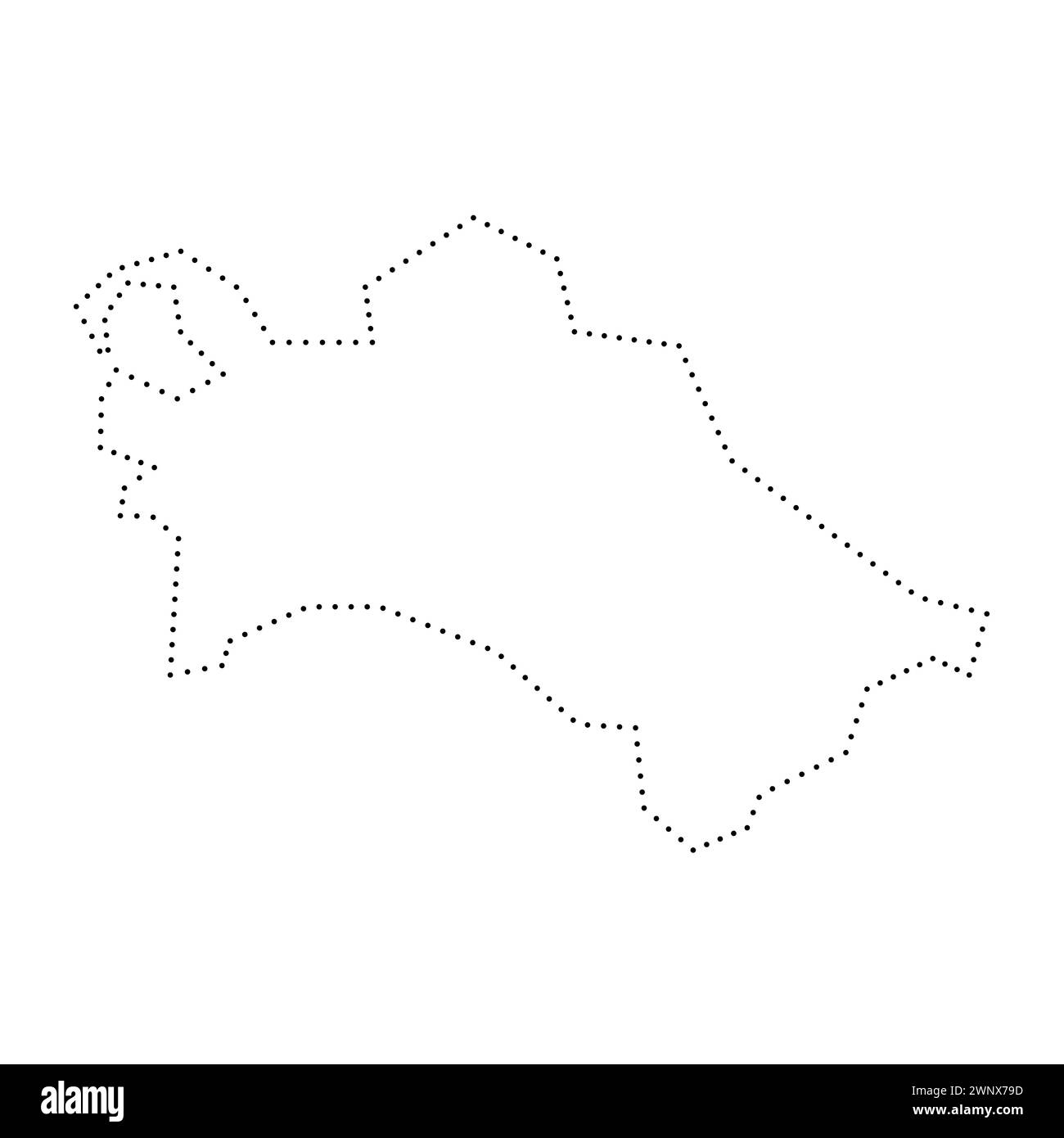 Turkmenistan country simplified map. Black dotted outline contour ...