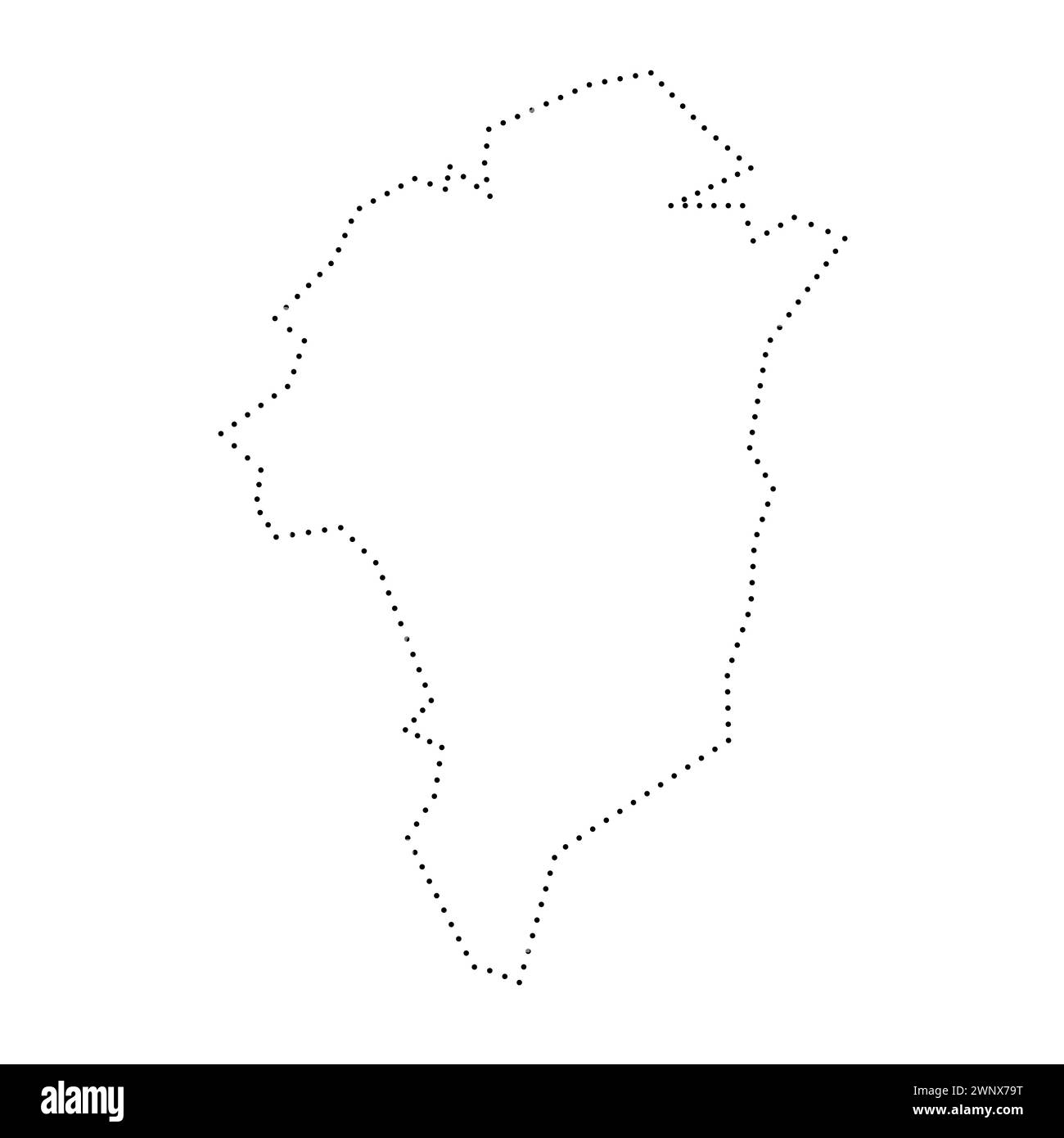 Greenland simplified map. Black dotted outline contour. Simple vector ...