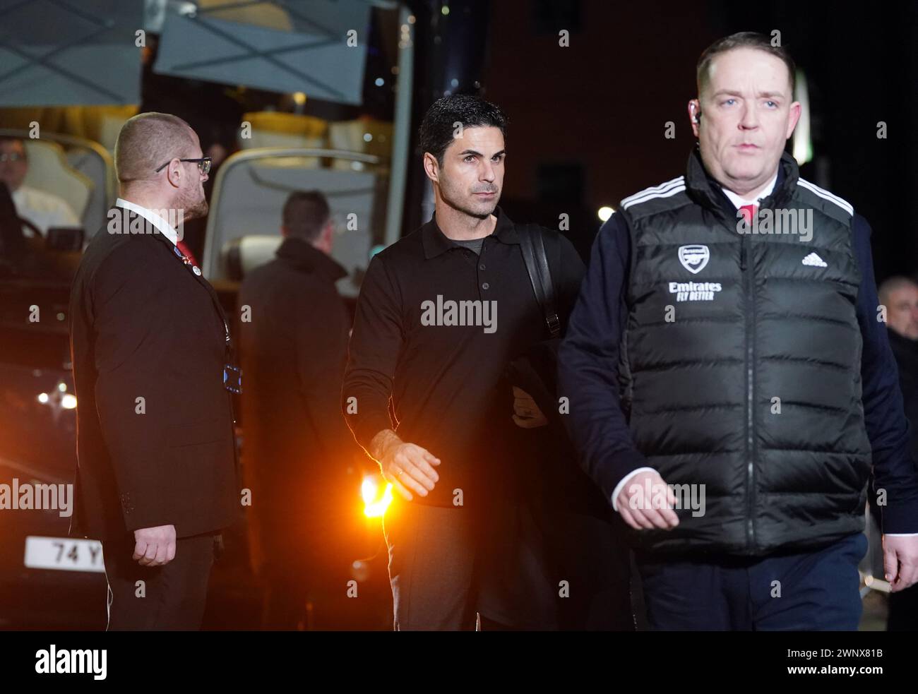 Arsenal manager Mikel Arteta arrives for the Premier League match at ... Arsenal manager Mikel Arteta arrives for the Premier League match at ...