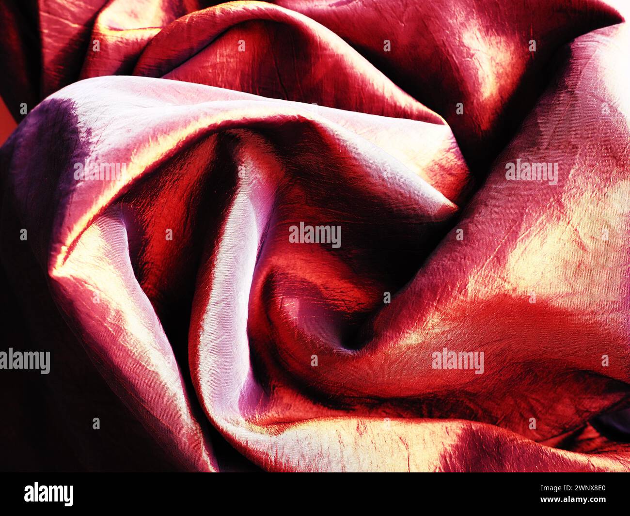 Beautiful fabric - taffeta, gently folded in waves. Crumpled material ...