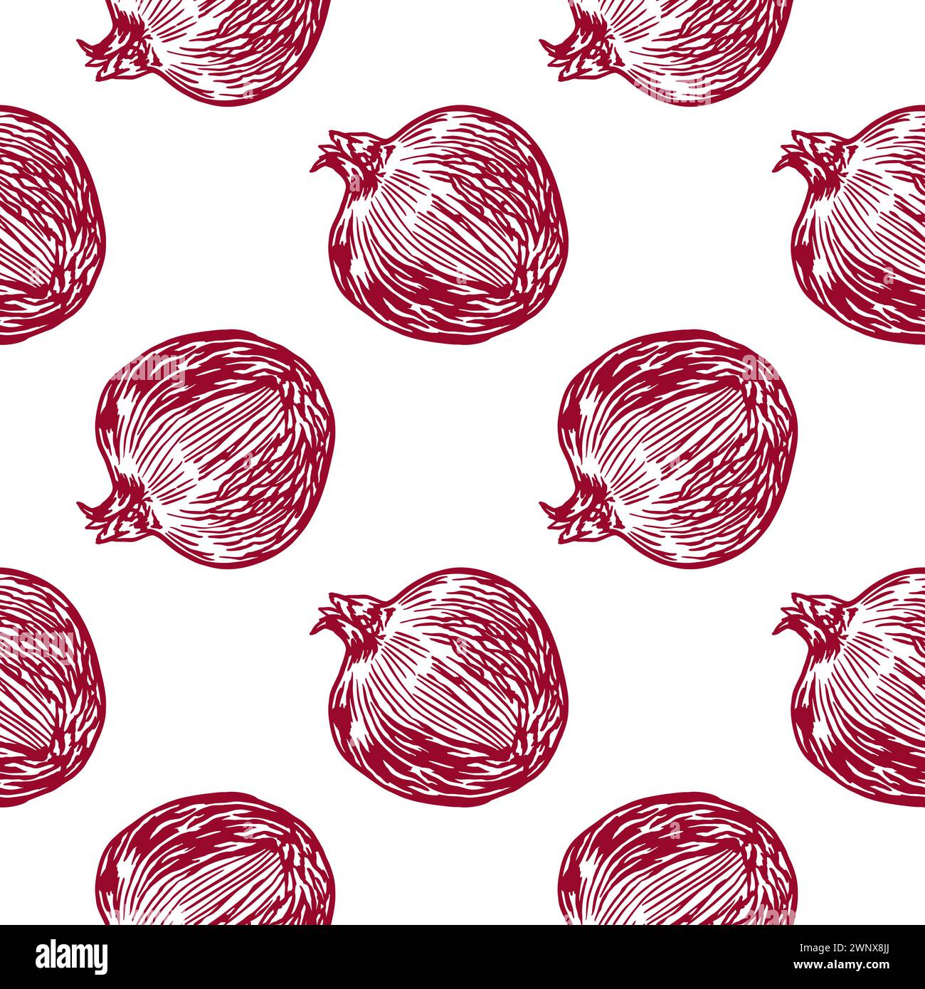 Pomegranate seamless pattern. Whole fruit, slices. Vector illustration ...