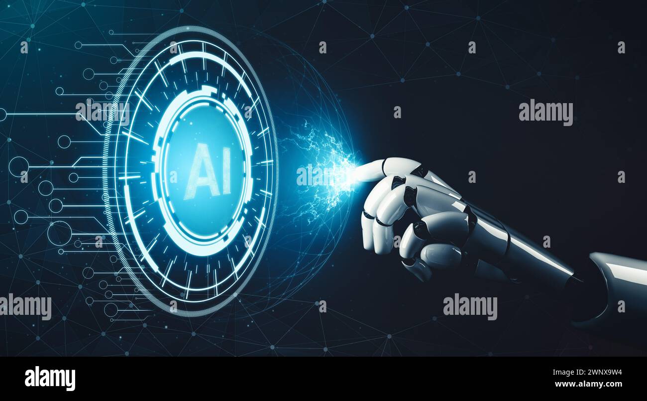 XAI 3D rendering futuristic droid robot technology development ...