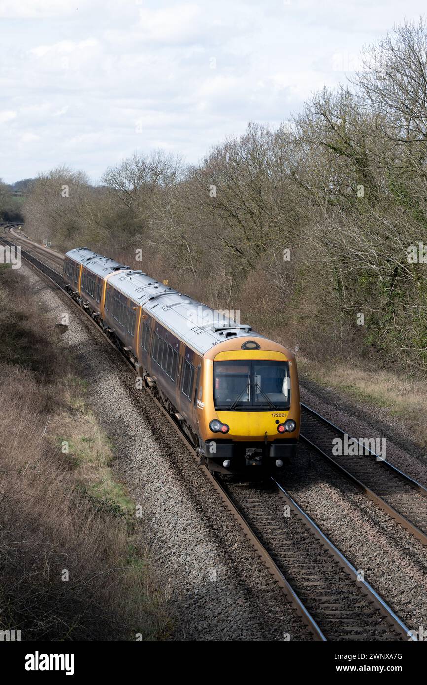 West Midlands Railway class 172 diesel train at Shrewley, Warwickshire ...