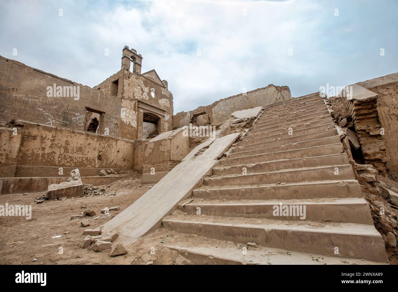 stone and adobe staircase on the hill, Peru Stock Photo - Alamy