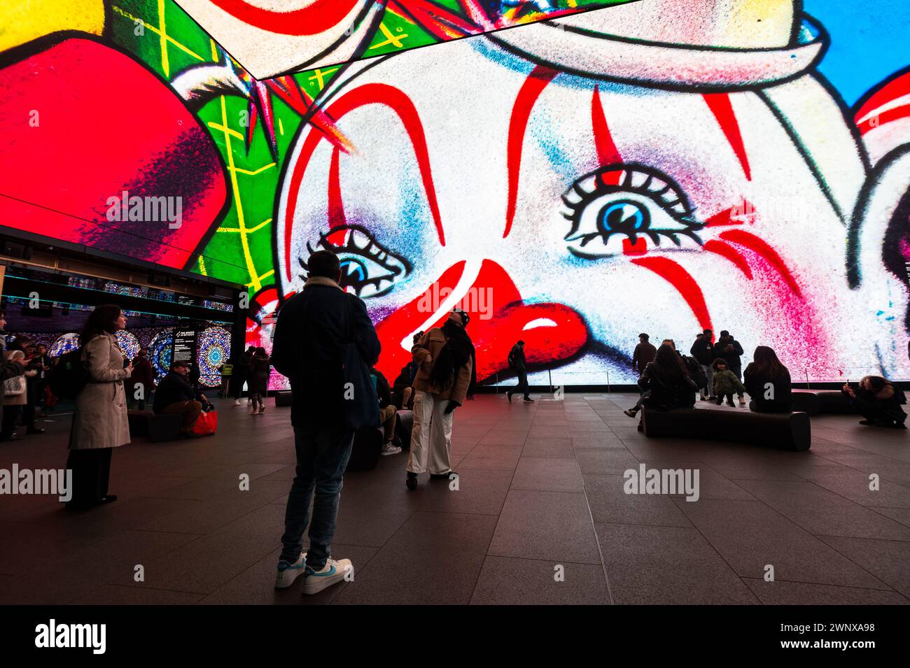 London, UK. 4 March 2024. Members of the public view the premiere of ...