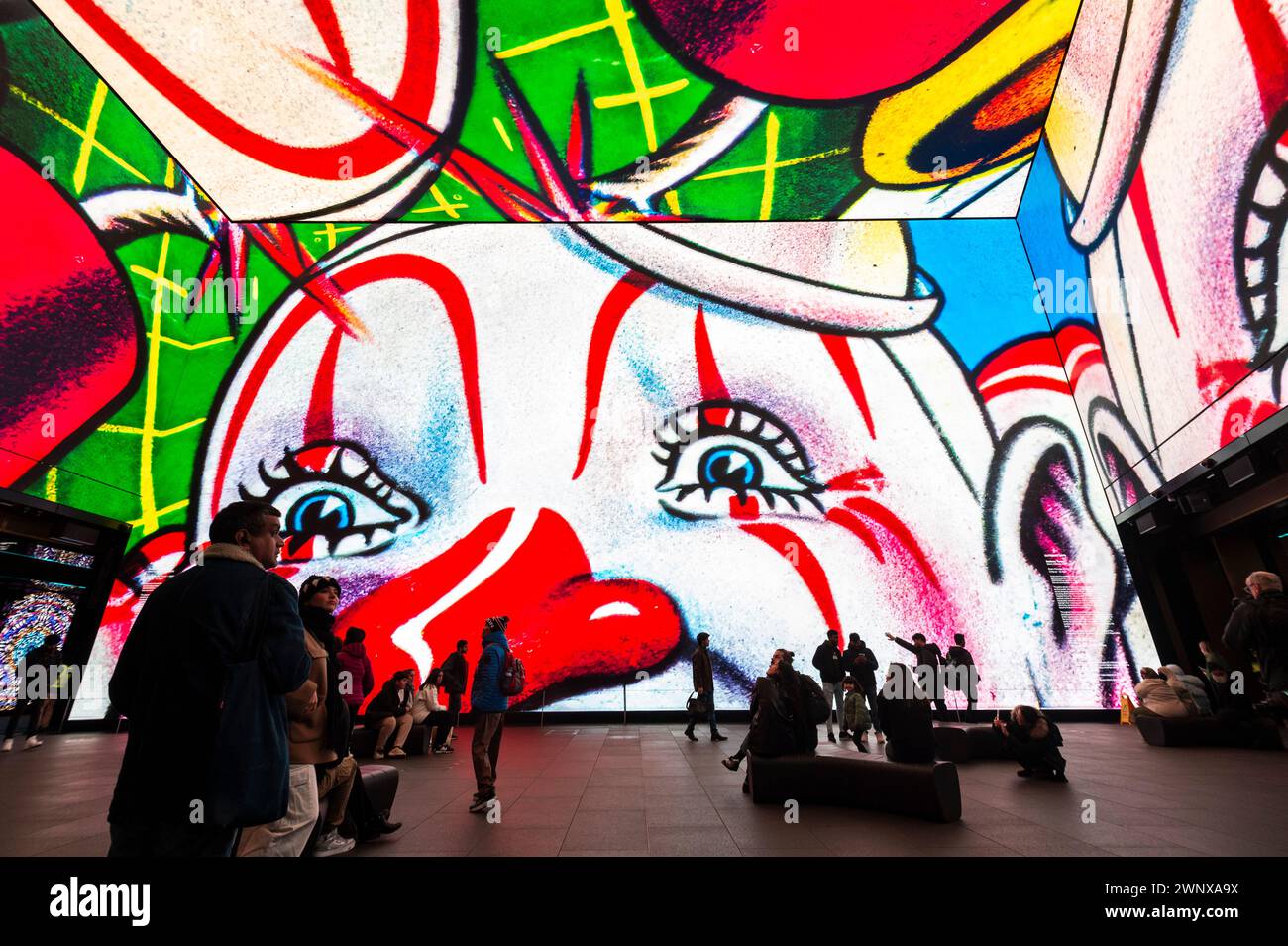 London, UK. 4 March 2024. Members of the public view the premiere of ...