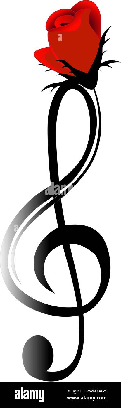 Treble clef with rose, design element Stock Vector Image & Art - Alamy