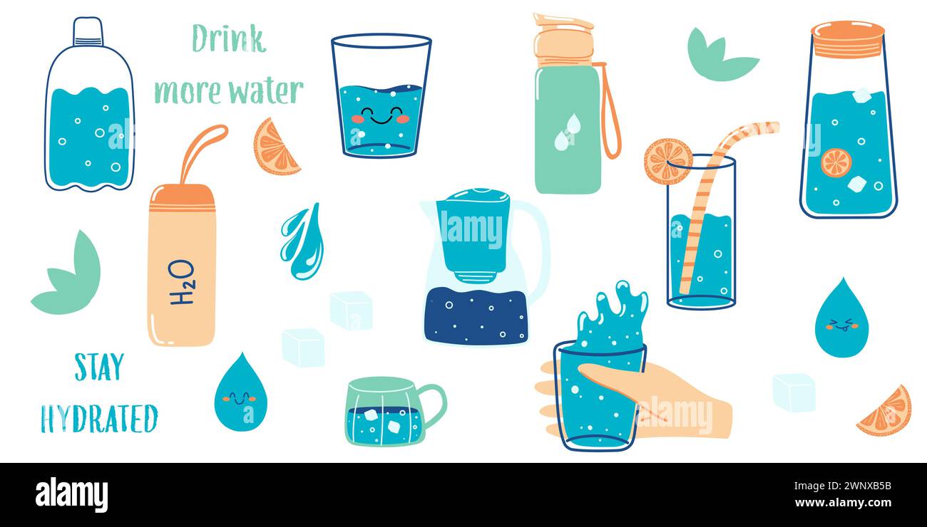 Water glass straw drawing vector hi-res stock photography and images ...