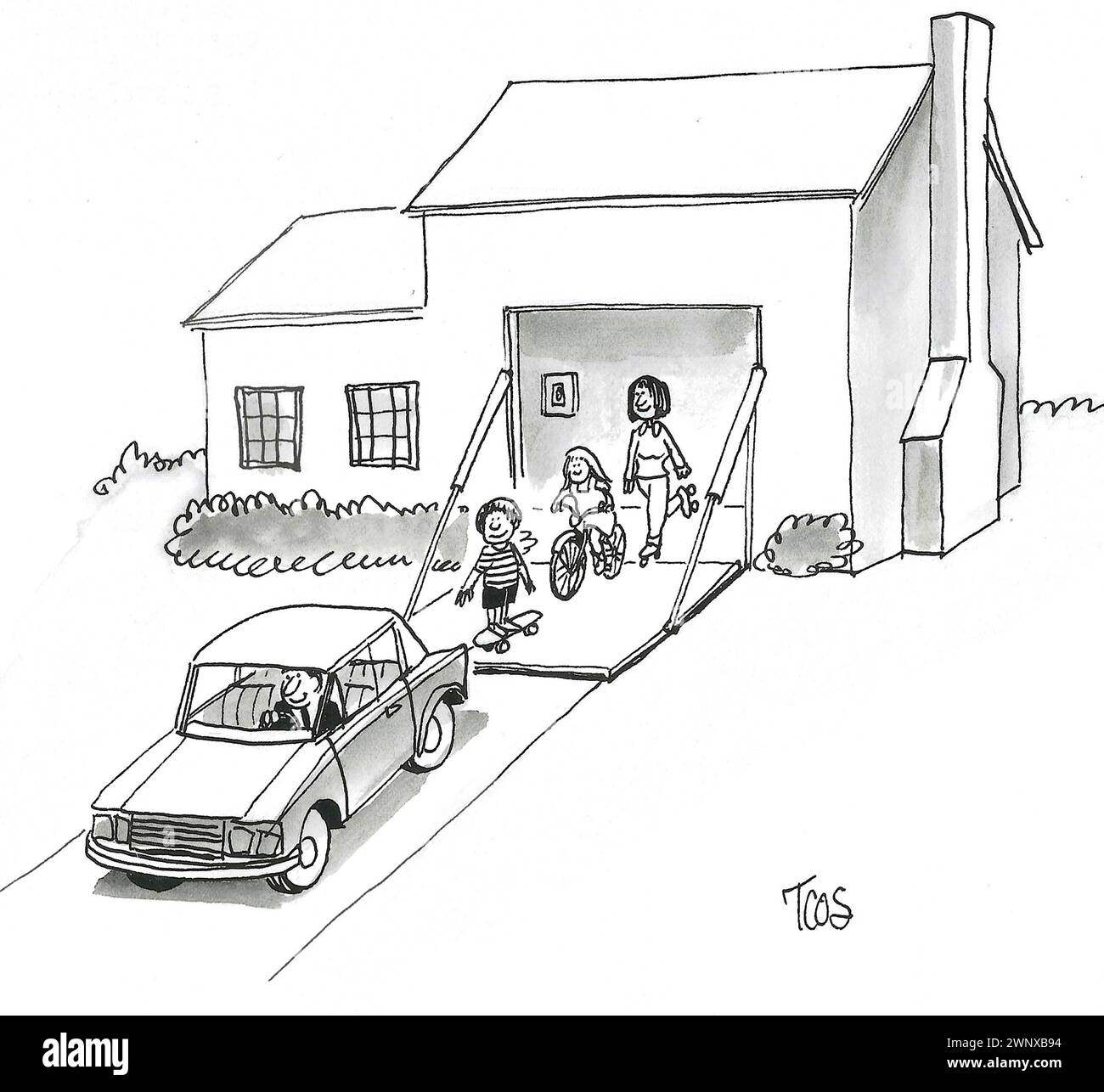 Mom driving car with kids Cut Out Stock Images & Pictures - Alamy