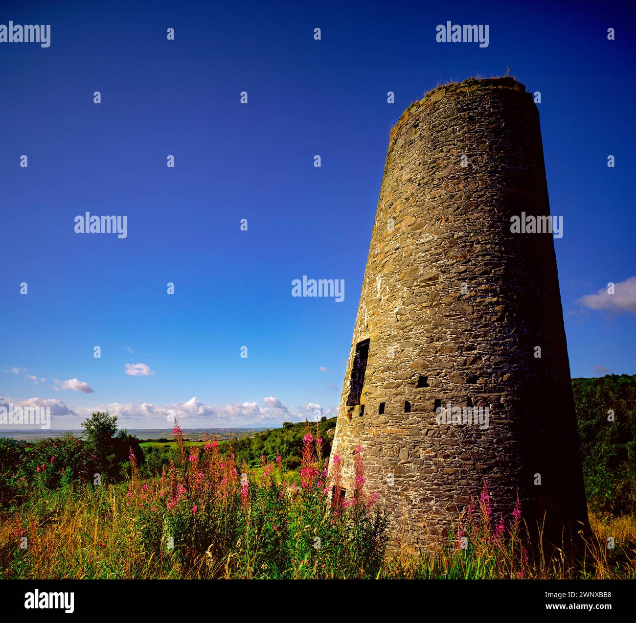 An old windmill stump in the abandoned 19th century lead mines in ...