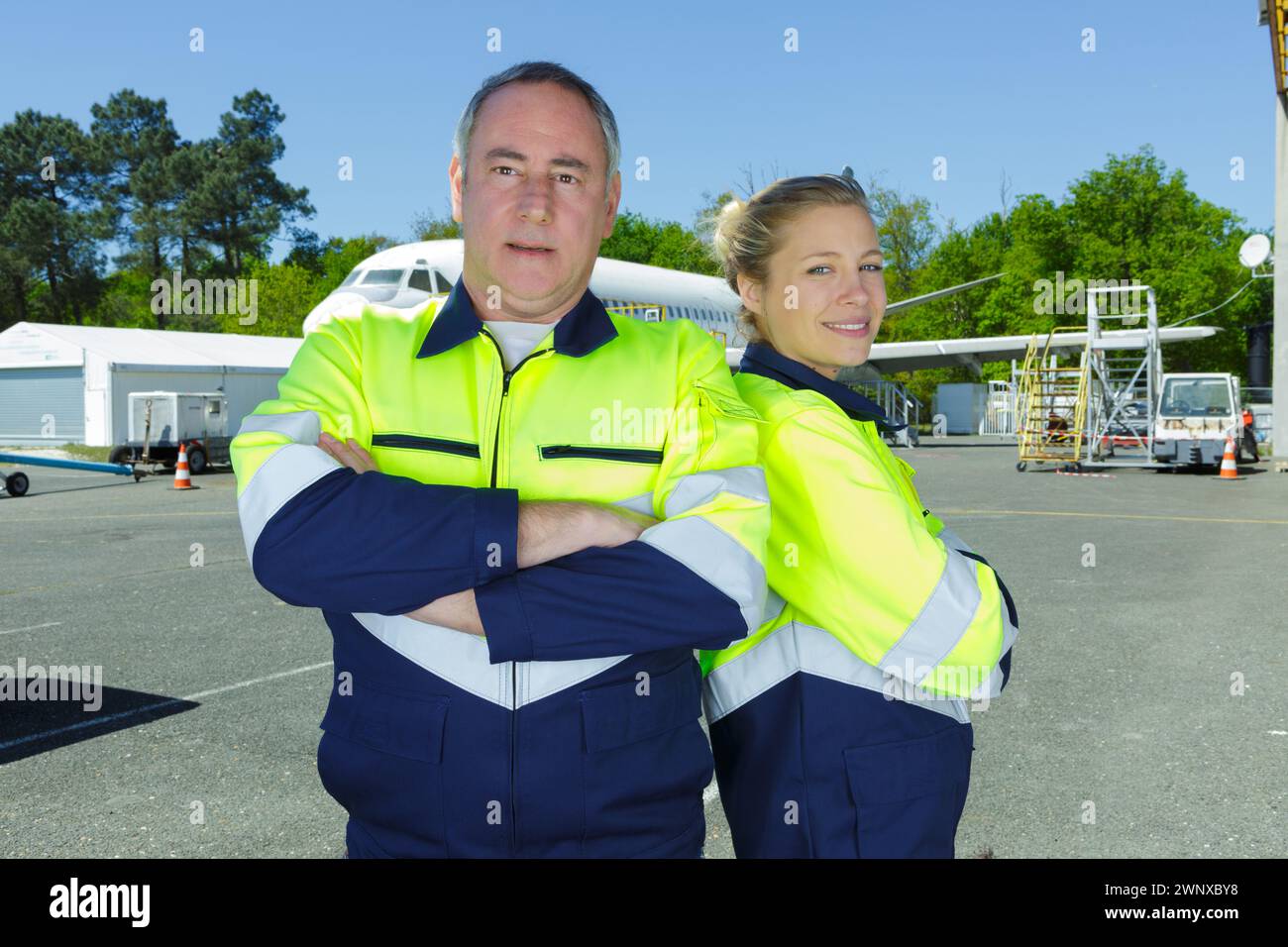 a portrait airplane service crew Stock Photo - Alamy