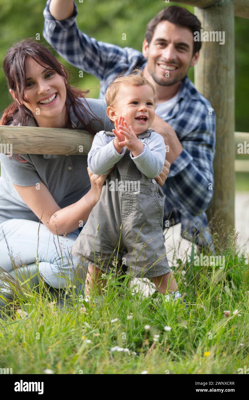 happy harmonious family is outdoors in nature Stock Photo - Alamy