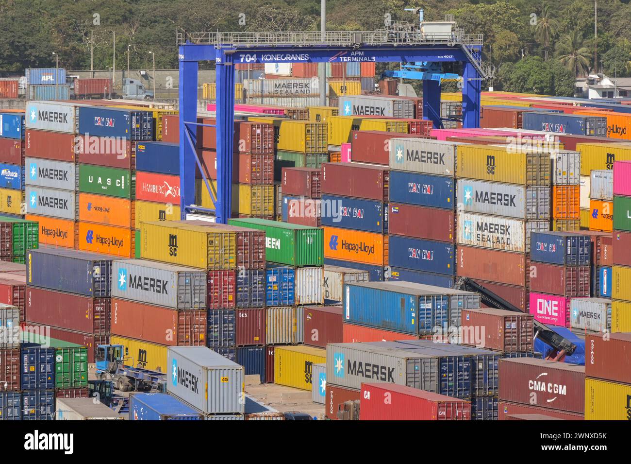 Puerto Quetzal, Guatemala - 19 January 2024: Shipping containers ...