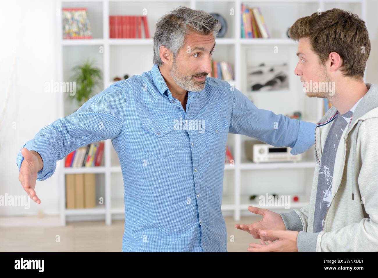 father and son - family argument Stock Photo - Alamy