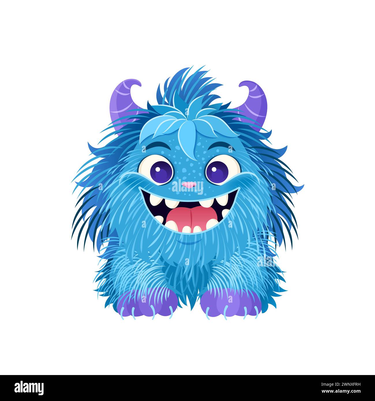 Cute cartoon fluffy monster. Vector clip art Stock Vector Image & Art ...