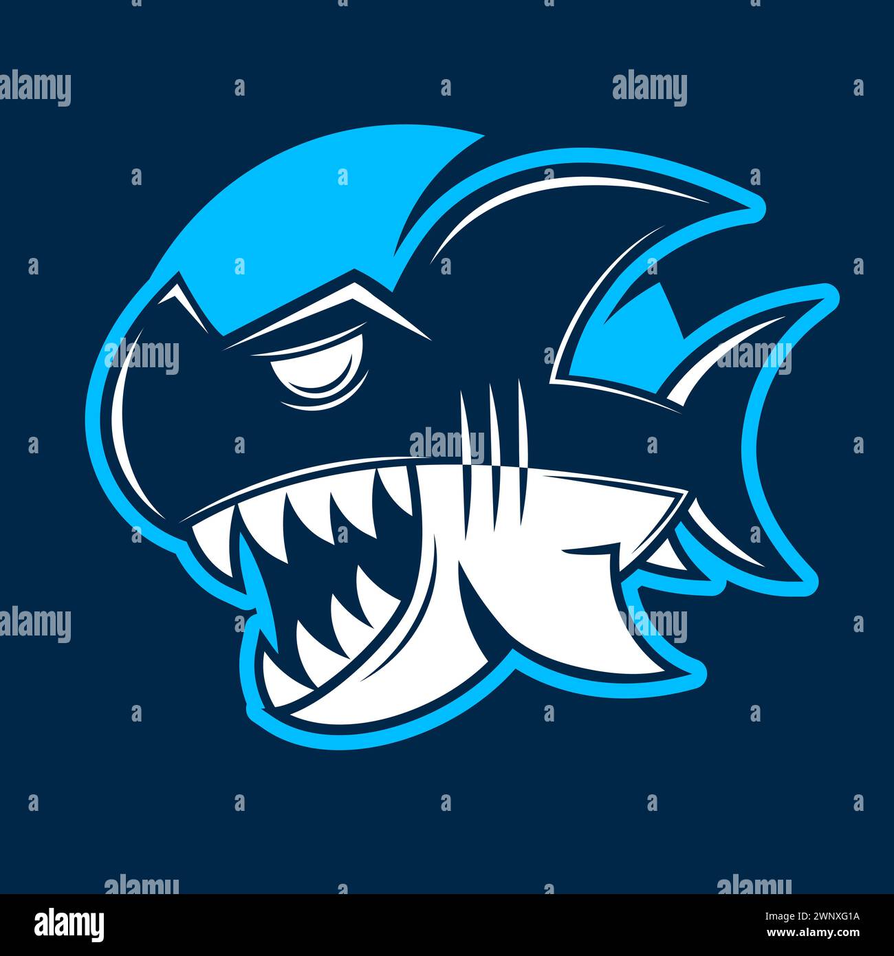 Shark logo with colorful neon line art design with dark background ...