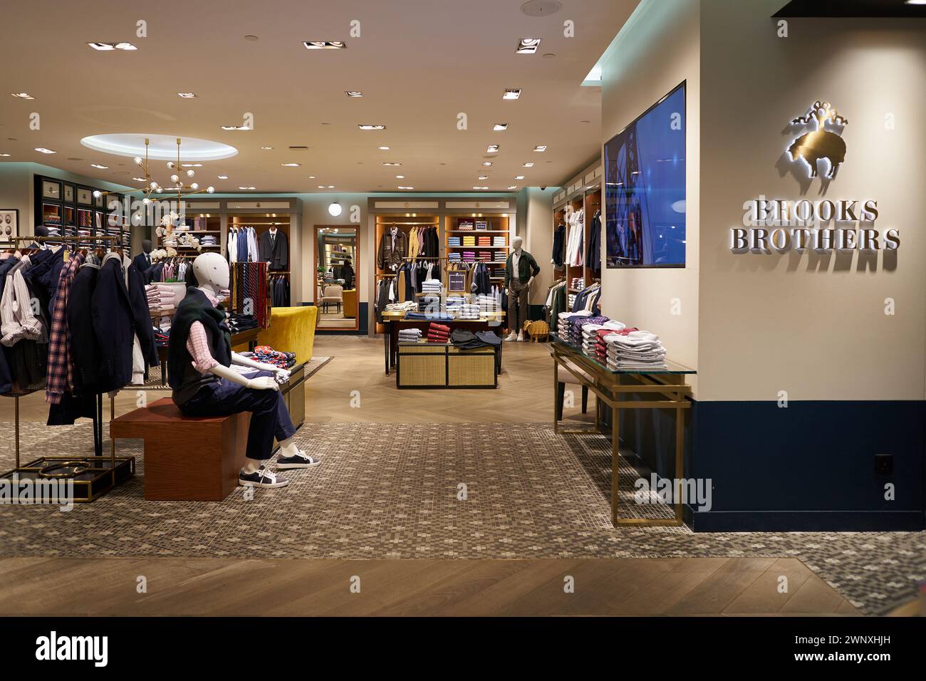 SINGAPORE - NOVEMBER 06, 2023: interior shot of Brooks Brothers store inside the Paragon. Brooks ...