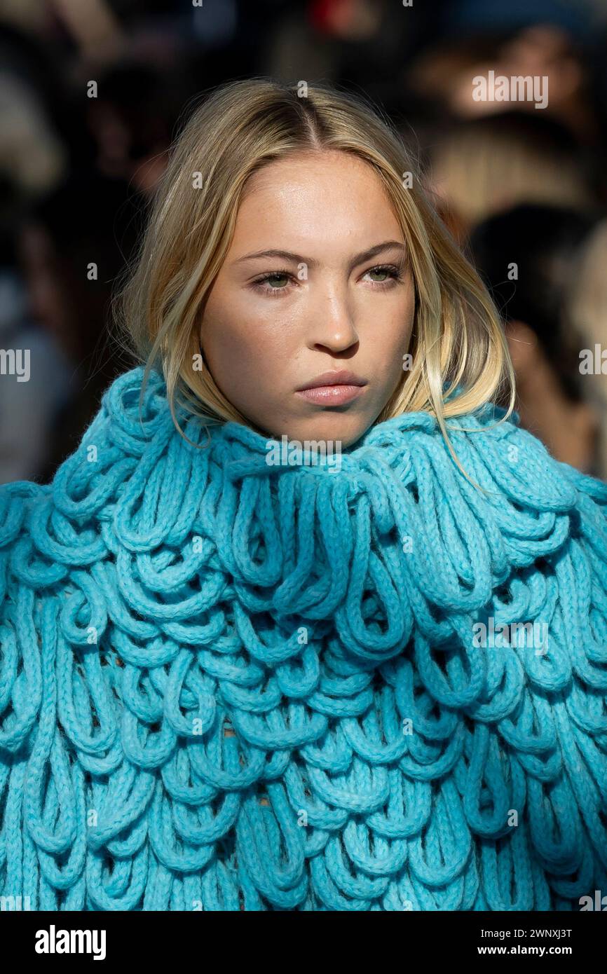 Lila Moss wears a creation as part of the Stella McCartney Fall/Winter 2024-2025 ready-to-wear ...