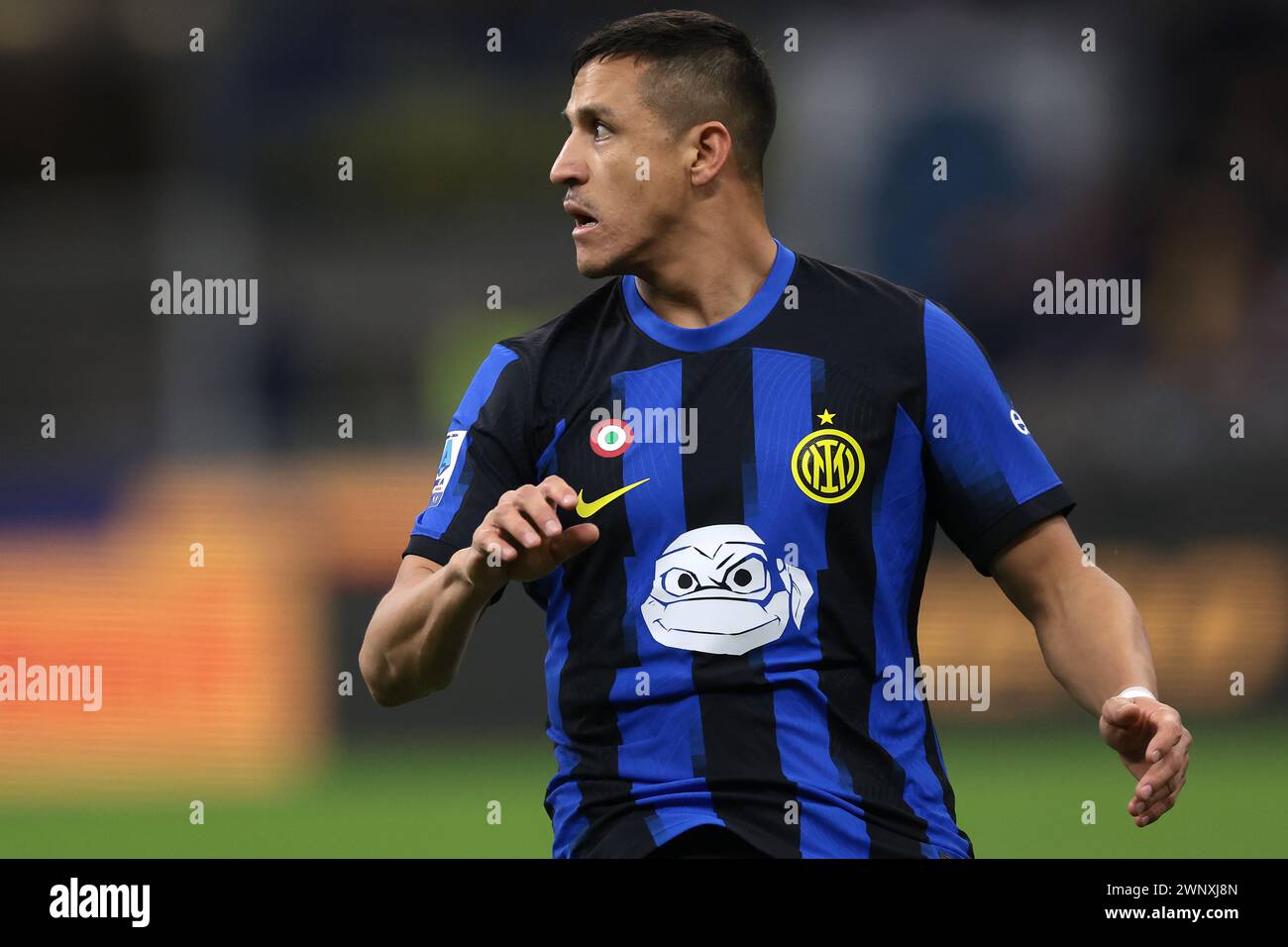 Milan, Italy. 4th Mar, 2024. A Teenage Mutant Ninja Turtle motif is ...