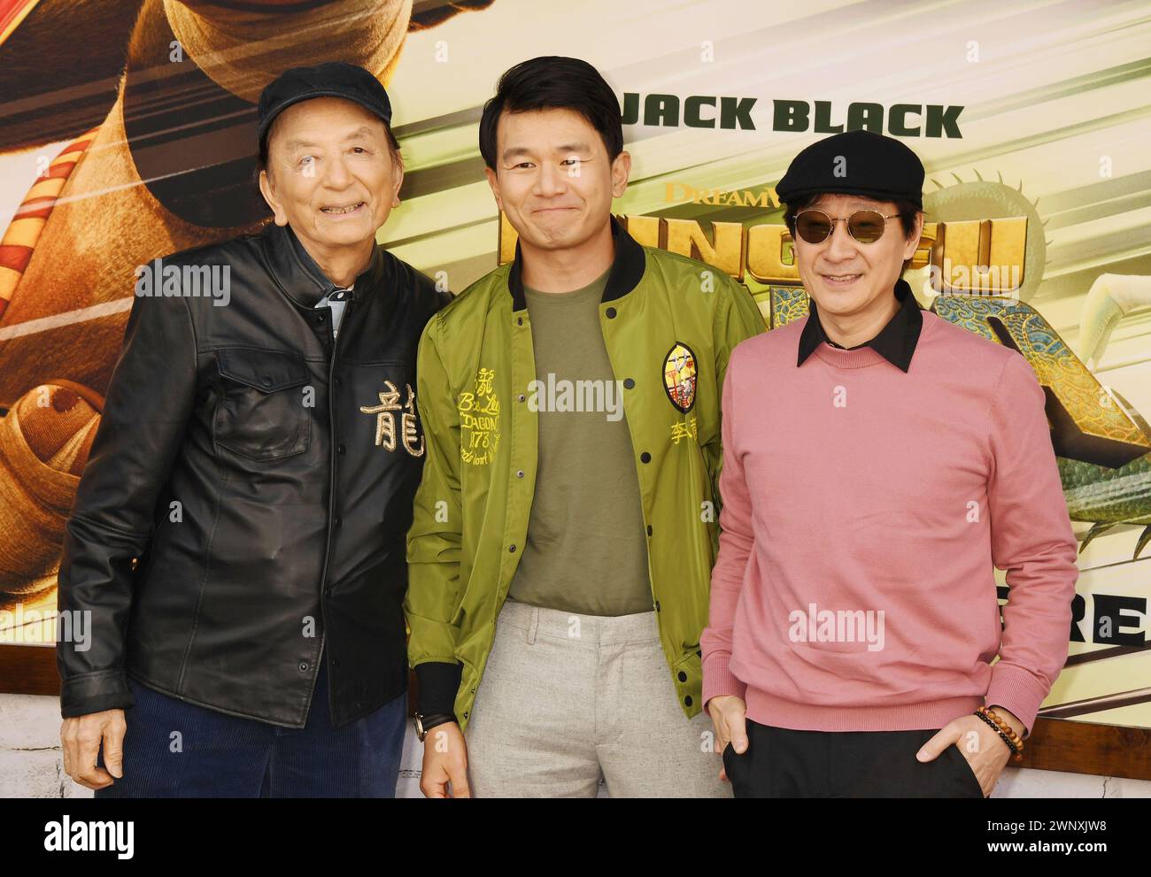 LOS ANGELES, CALIFORNIA - MARCH 03: (L-R) James Hong, Ronny Chieng and Ke Huy Quan attend the ...