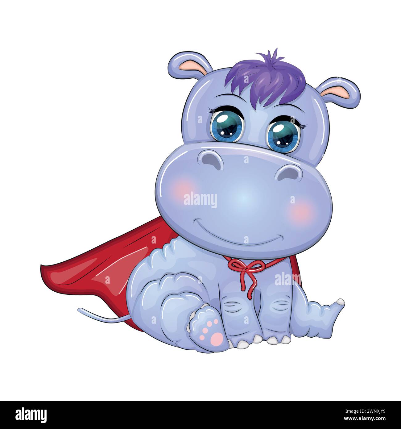 Cute cartoon hippopotamus wearing a red superhero cape Stock Vector ...