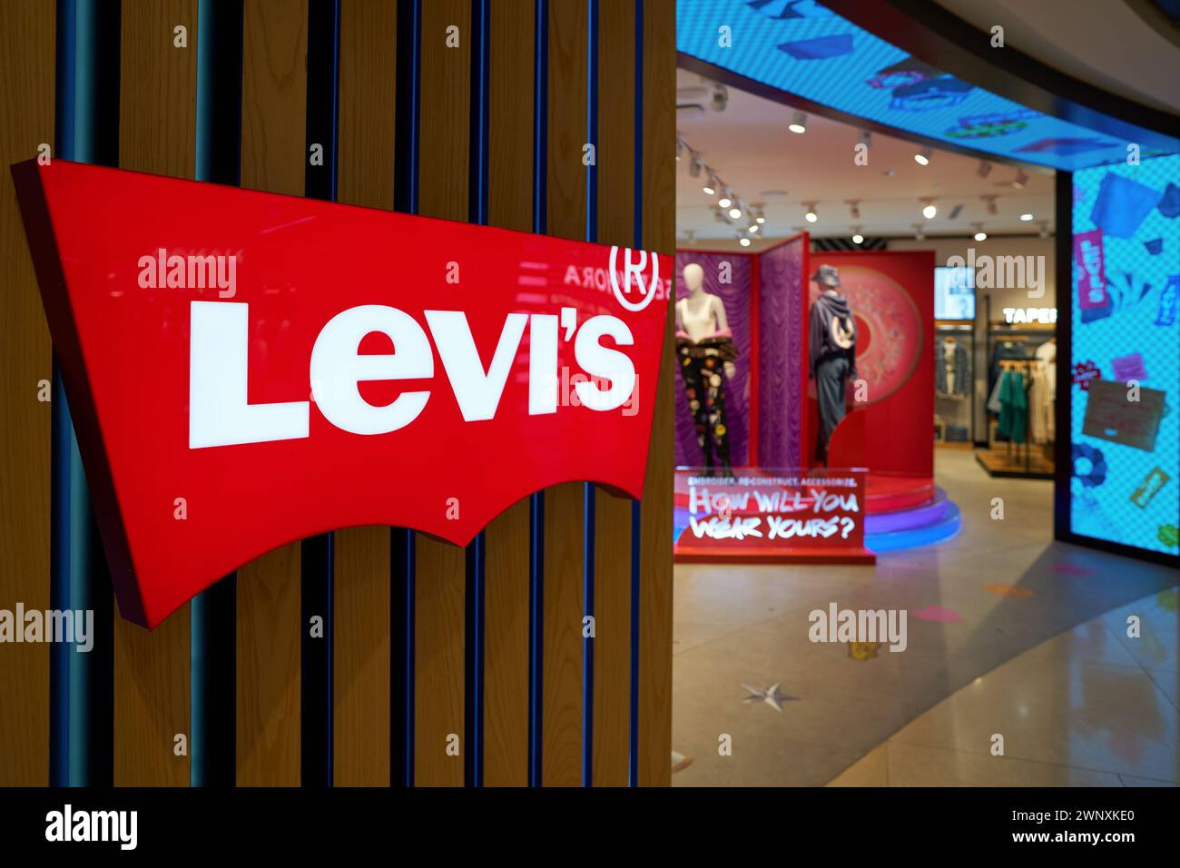 SINGAPORE - NOVEMBER 06, 2023: Levi's storefront in Singapore. Levi ...