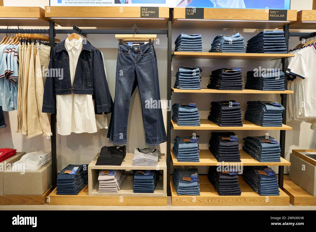 SINGAPORE - NOVEMBER 06, 2023: interior shot of Levi's store in Singapore. Levi Strauss and Co ...