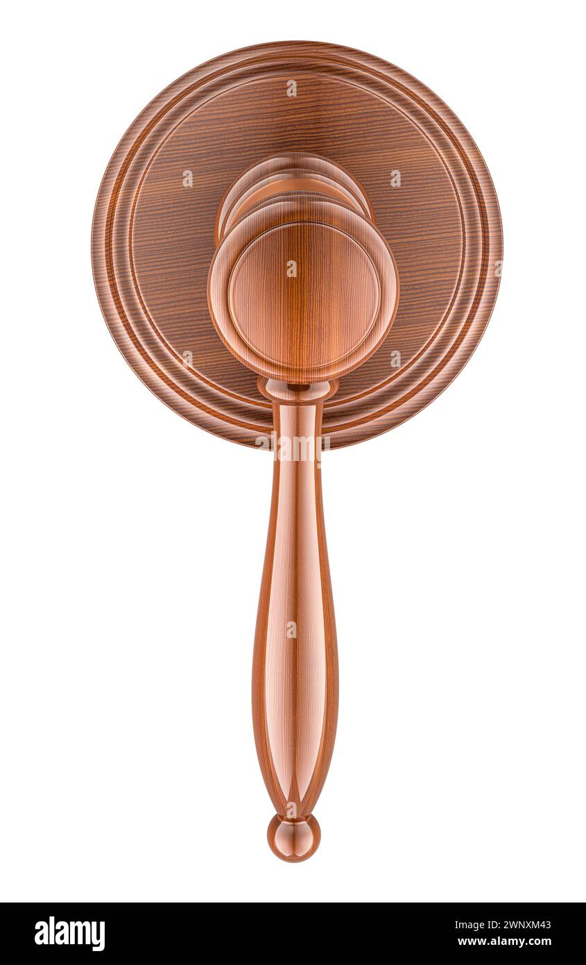 Wooden Gavel, top view. 3D rendering isolated on white background Stock ...