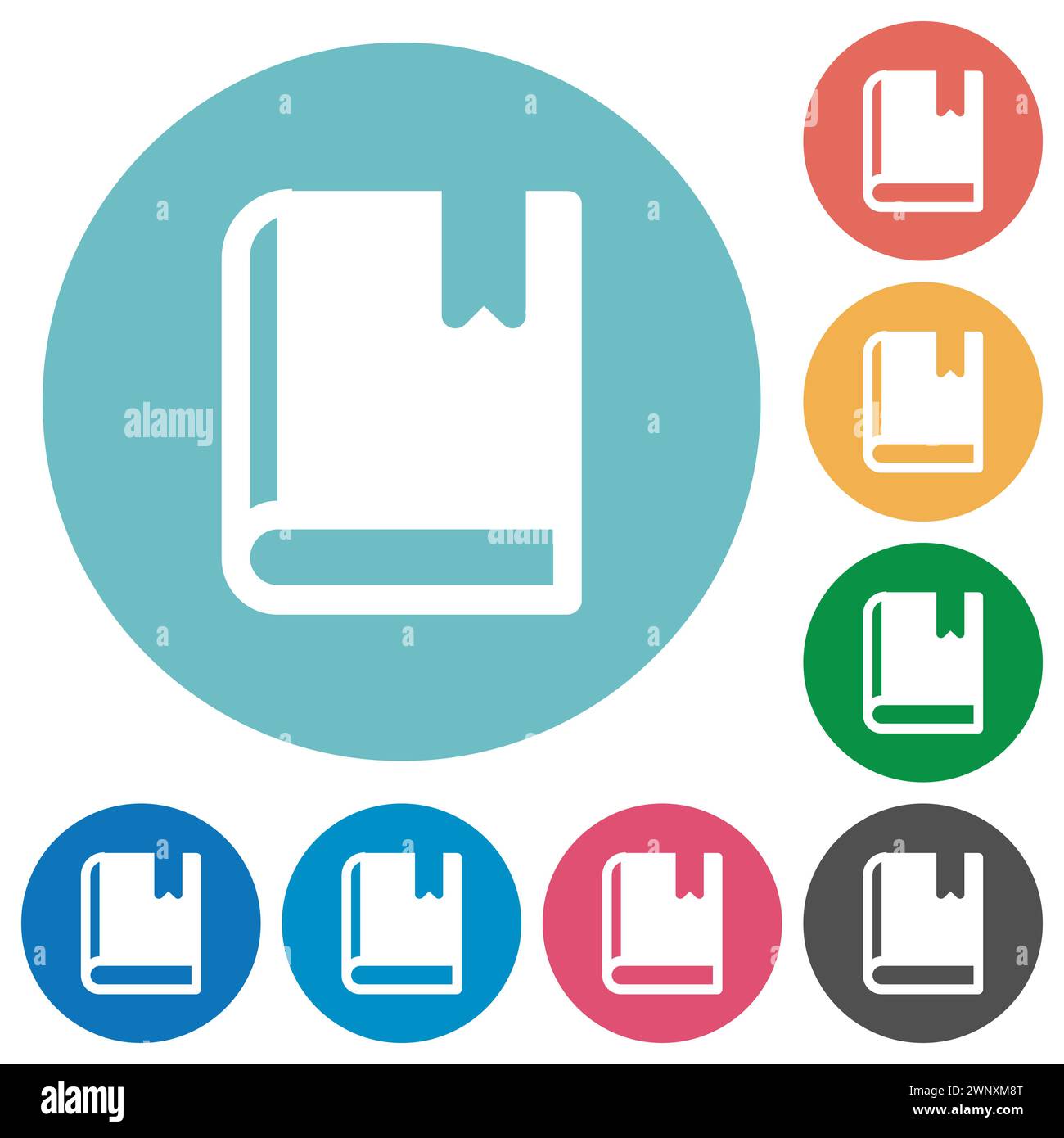 Book with bookmark solid flat white icons on round color backgrounds Stock Vector Image & Art ...