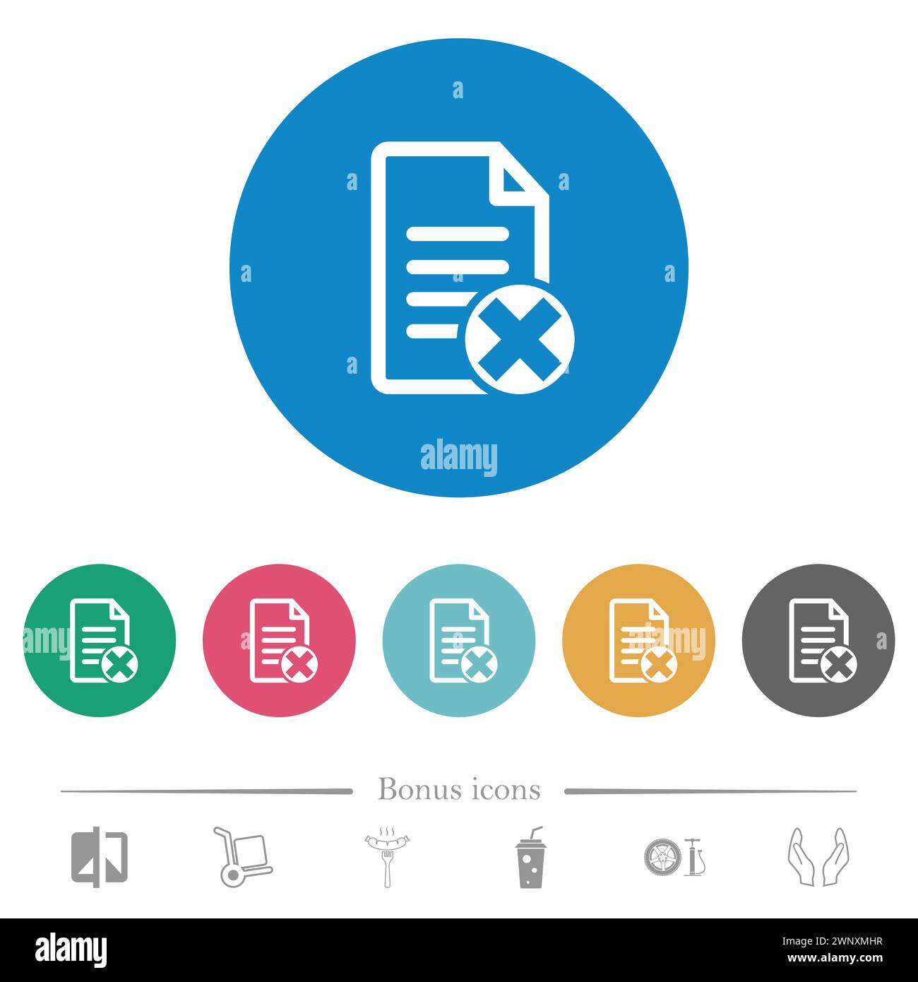 Document cancel outline flat white icons on round color backgrounds. 6 ...
