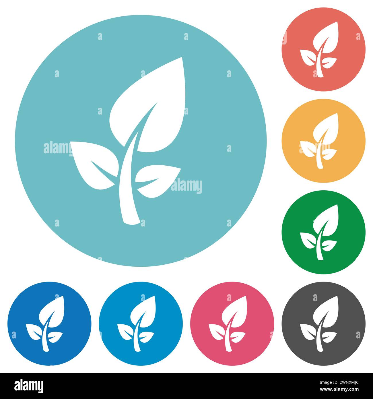 Sustainability solid flat white icons on round color backgrounds Stock ...