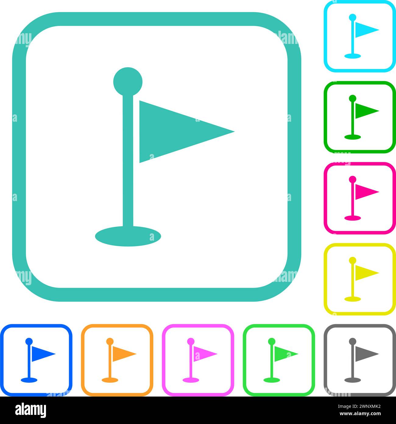 Golf flag solid vivid colored flat icons in curved borders on white ...