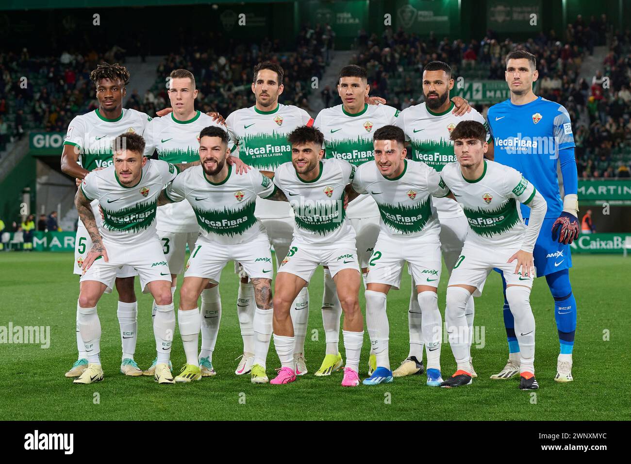 ELCHE, SPAIN - MARCH 4: The Elche CF team line up for a photo prior to ...