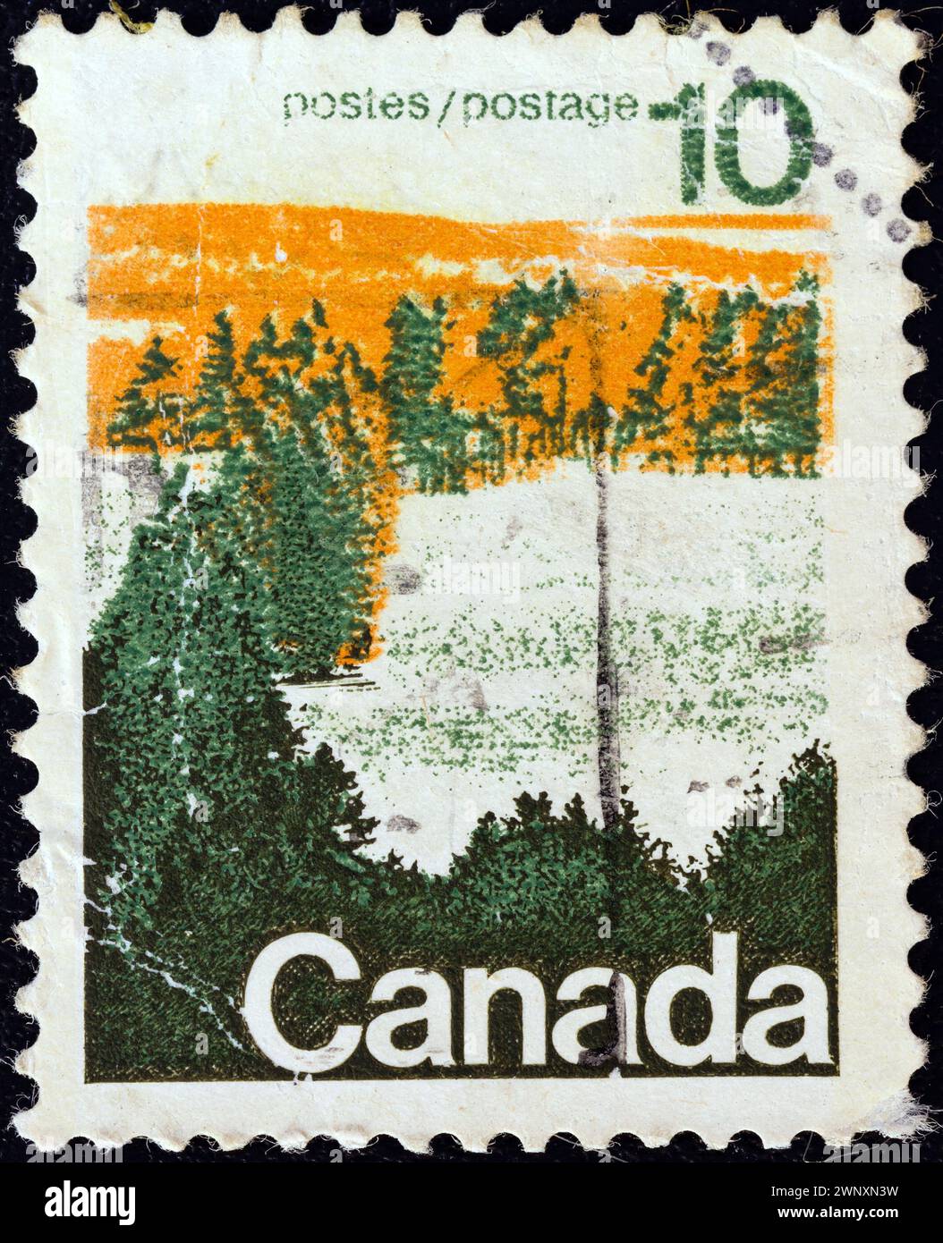 CANADA - CIRCA 1972: A stamp printed in Canada shows a forest, central ...