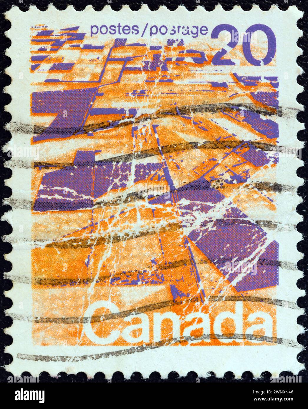 CANADA - CIRCA 1972: A stamp printed in Canada shows prairie landscape ...