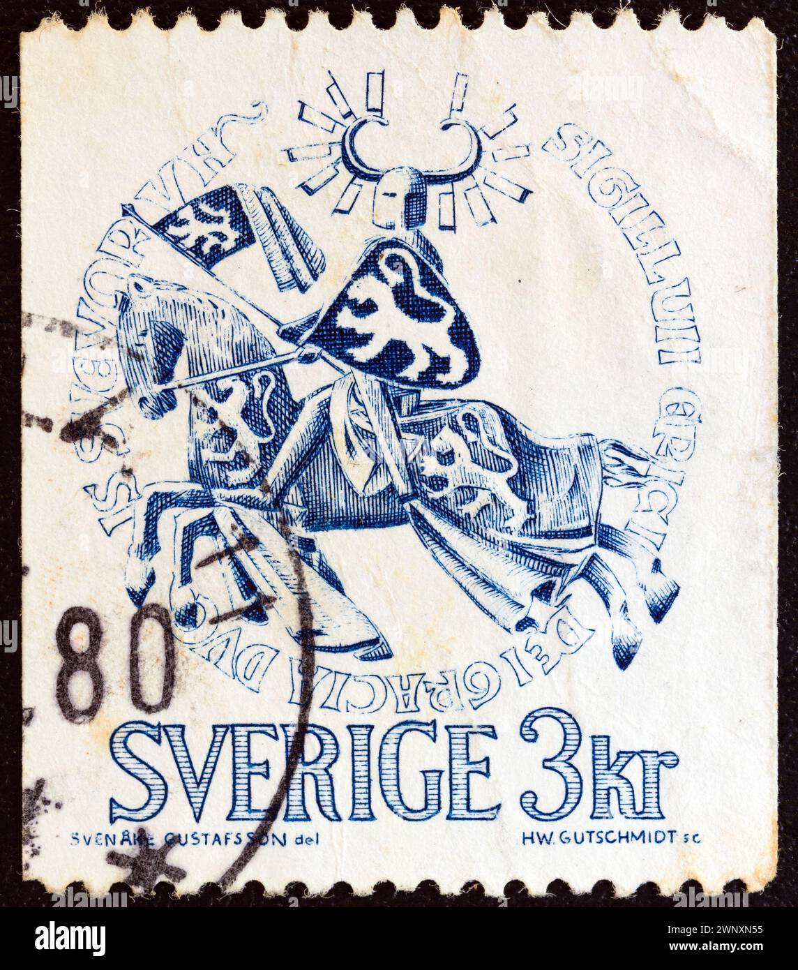 SWEDEN - CIRCA 1970: A stamp printed in Sweden shows the seal of Duke ...
