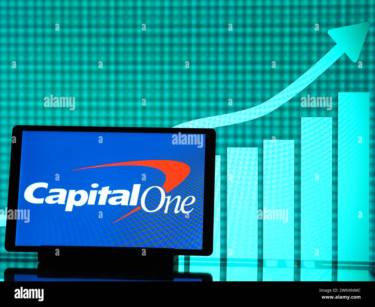 Germany - March 4, 2024: In this photo illustration, Capital One ...