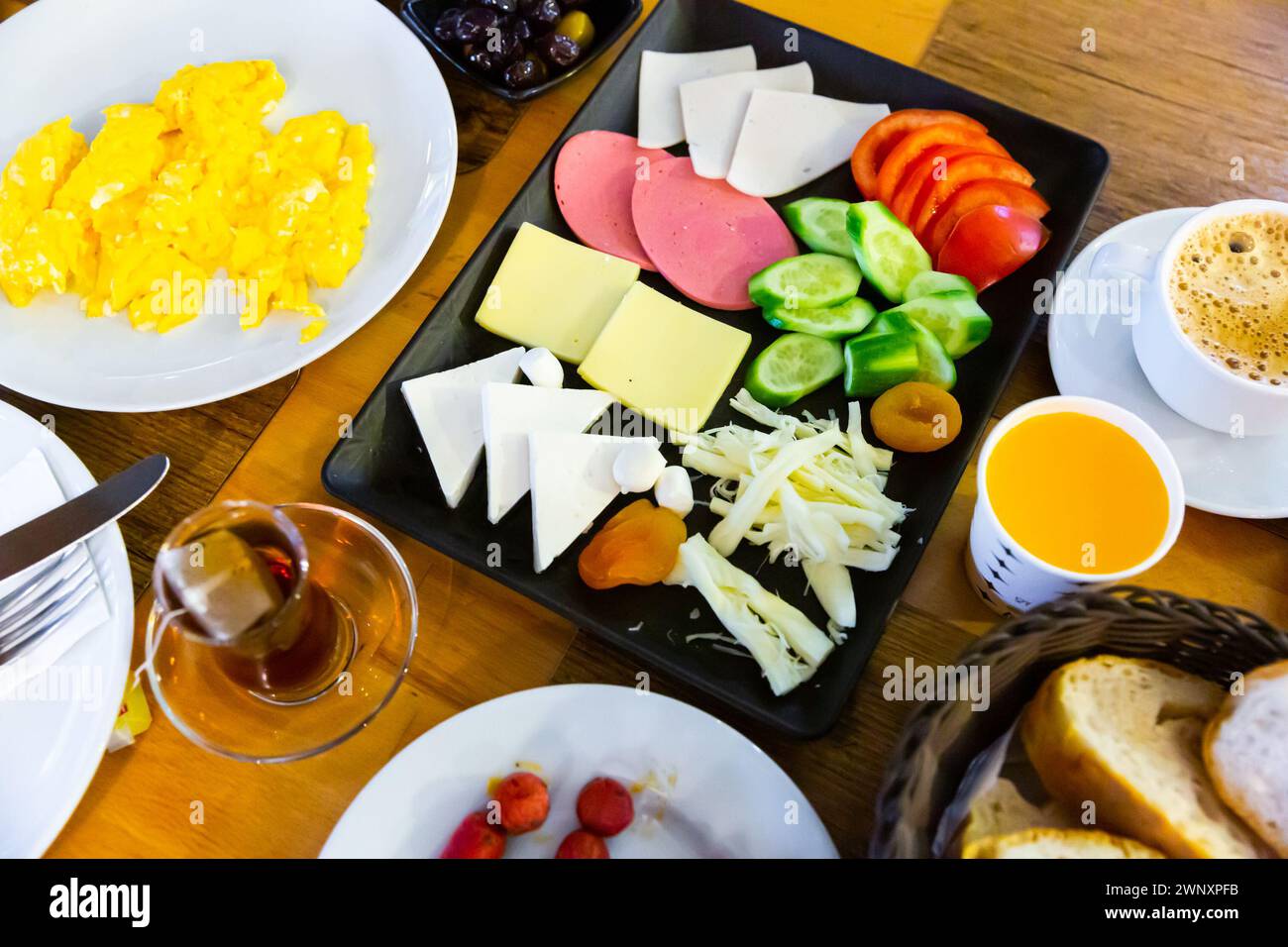 Halal breakfast at the hotel Stock Photo - Alamy