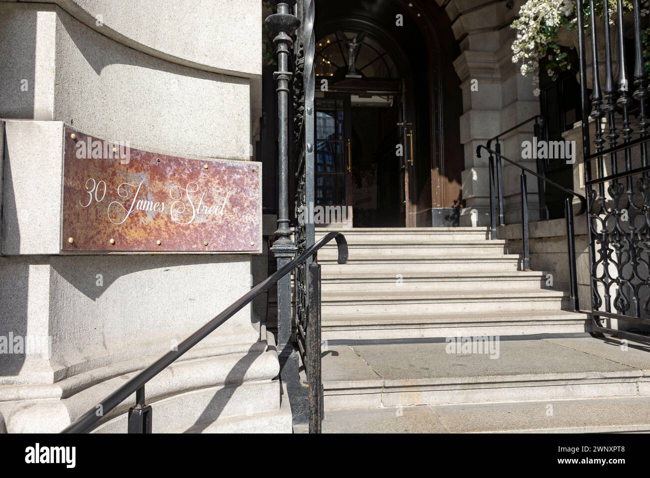 Liverpool, united kingdom January, 16, 2024 main entrance to 30 james ...