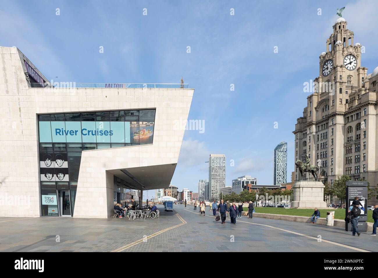 Liverpool, united kingdom January, 16, 2024 Mersey Ferries buildings on ...
