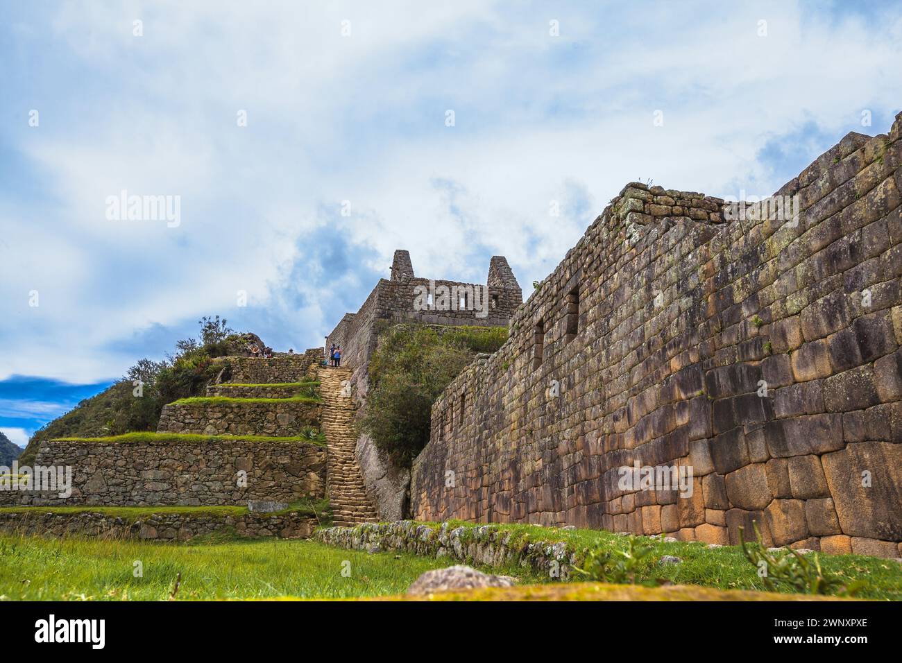 Stone stairs in the Inca citadel Machupicchu, Peru Stock Photo - Alamy