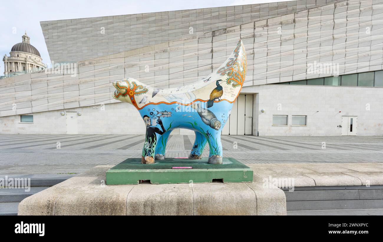 Liverpool, united kingdom January, 16, 2024 Lambanana statue outside ...
