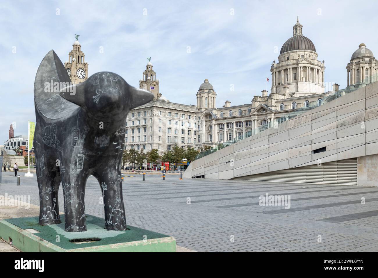Liverpool, united kingdom January, 16, 2024 Lambanana statue outside ...