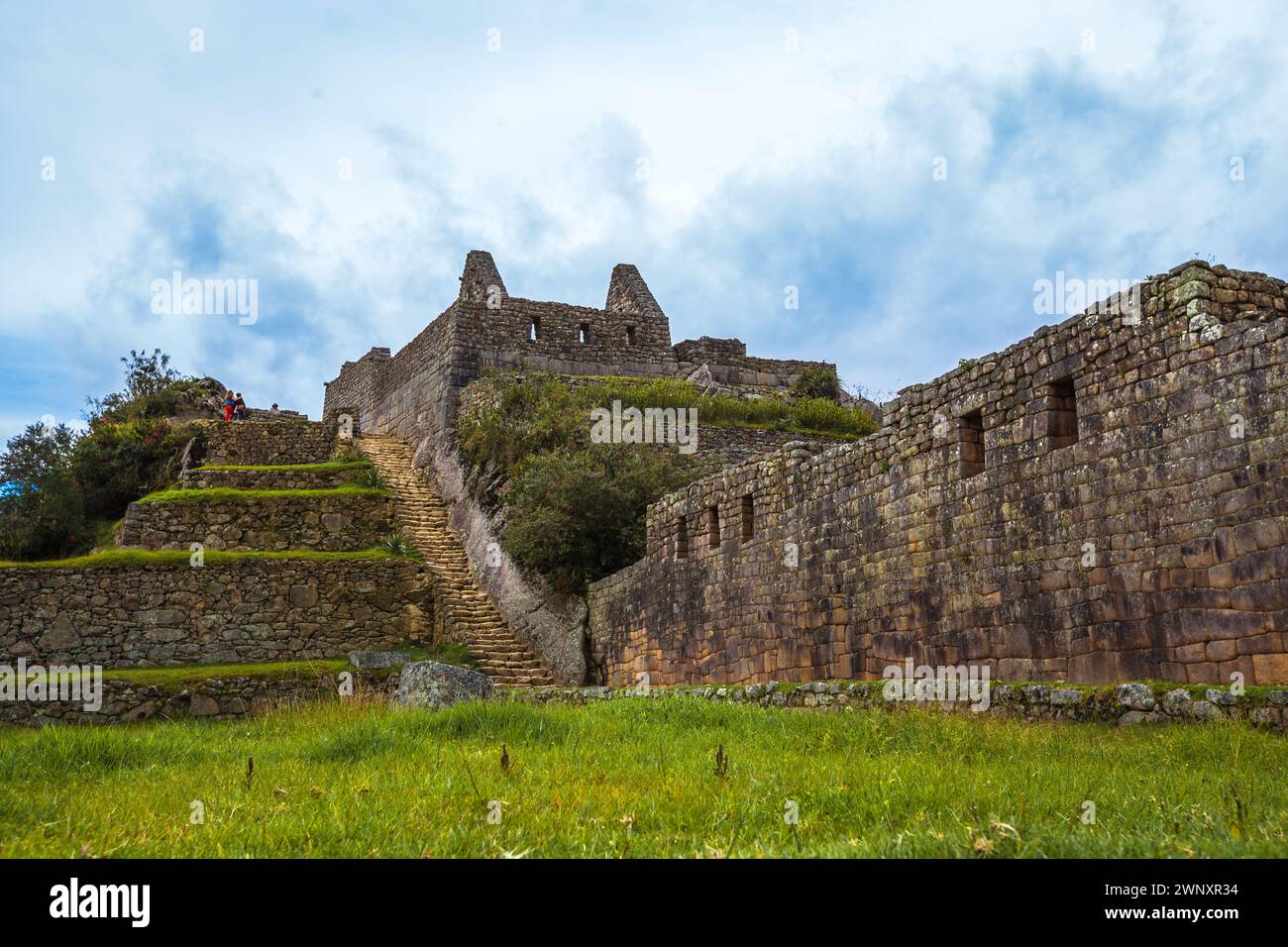 Stone stairs in the Inca citadel Machupicchu, Peru Stock Photo - Alamy
