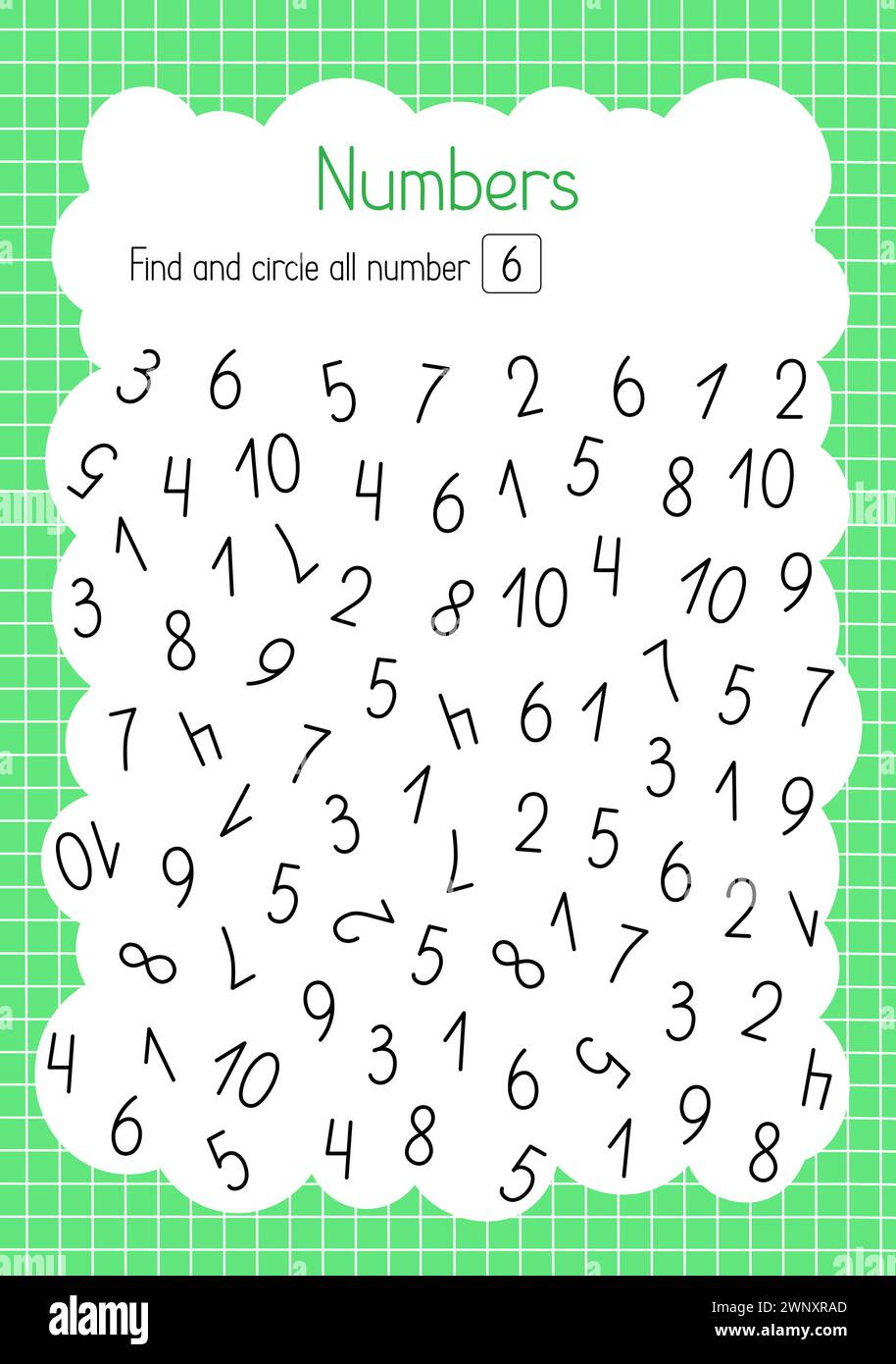 Find and circle number six simple educational activity for children ...